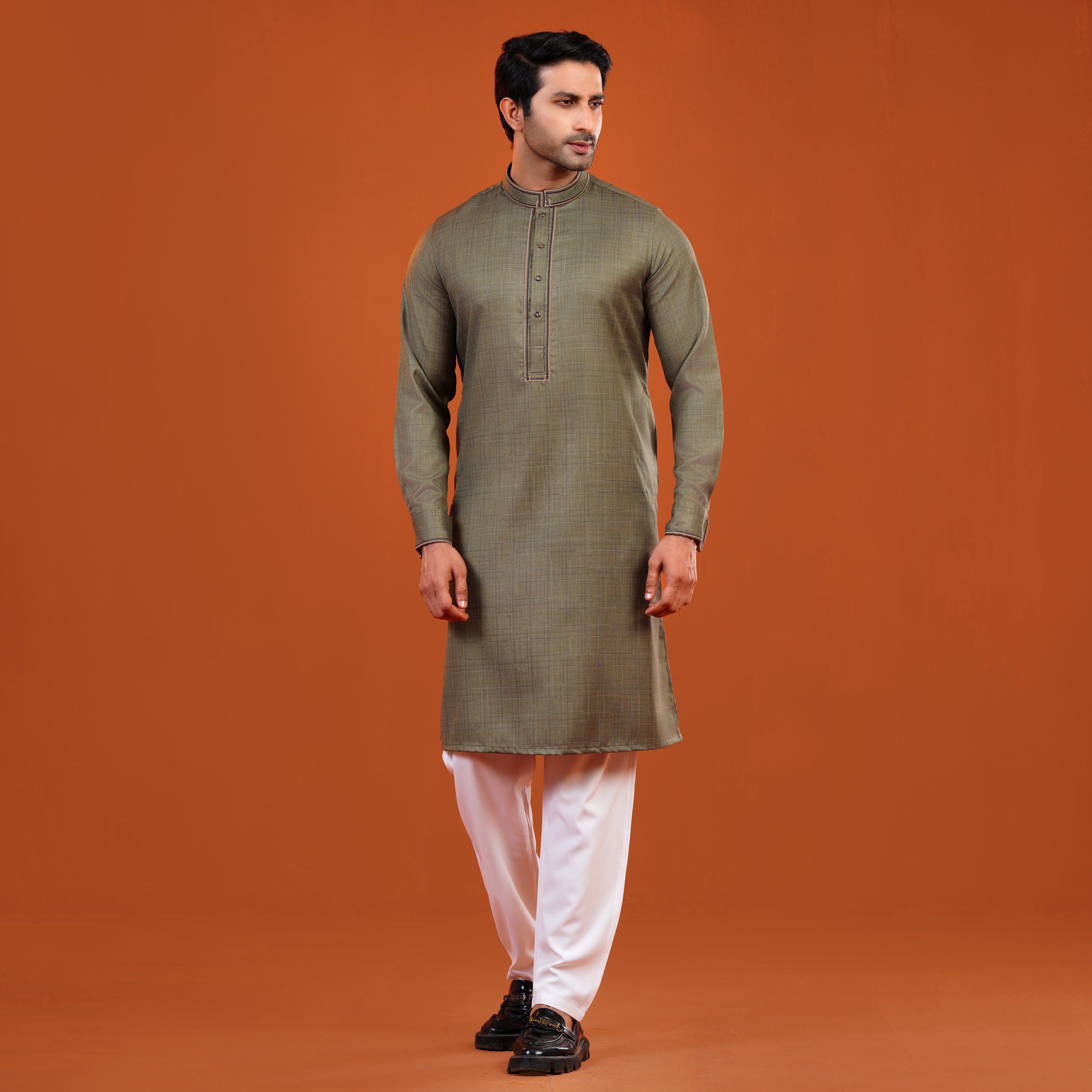 Signature Panjabi (Dark Olive) – Yamaan